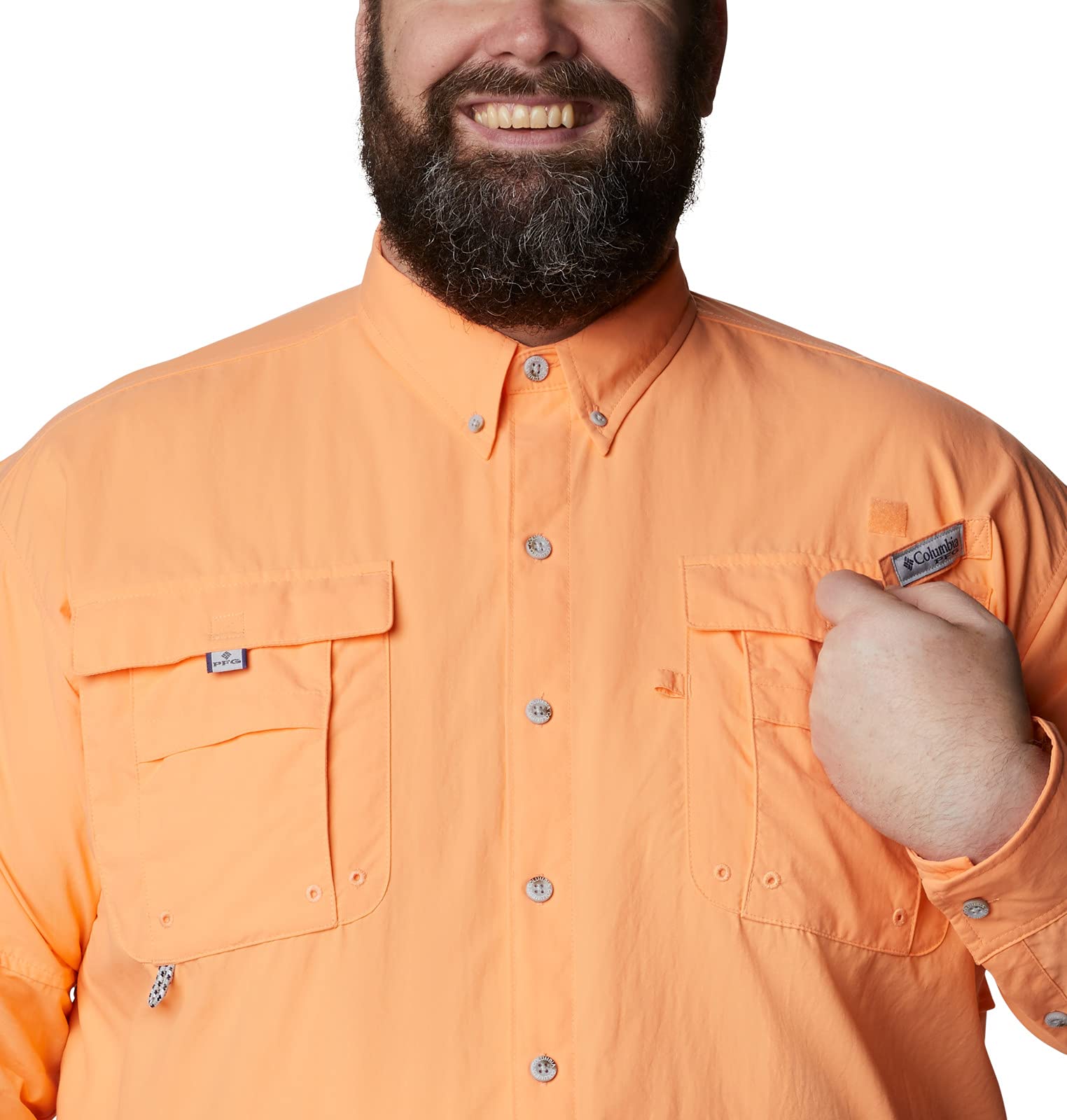 Columbia Men's Bahama II Long Sleeve Shirt, Bright Nectar, Medium