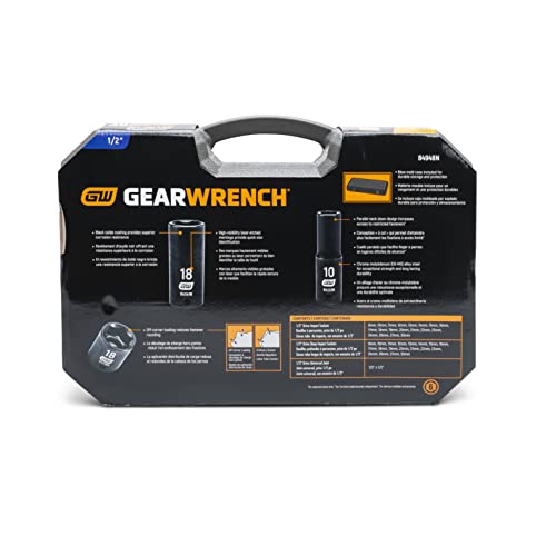 GEARWRENCH 39 Piece 1/2inch Drive 6 Point Impact Socket Set, Standard & Deep, Metric - 84948N