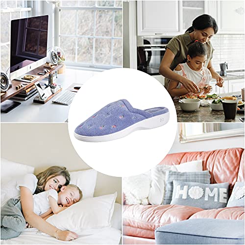 isotoner womens Terry slip Clog With Memory Foam for Indoor/Outdoor Comfort Slip on Slipper, Periwinkle Scalloped, 6.5-7 US