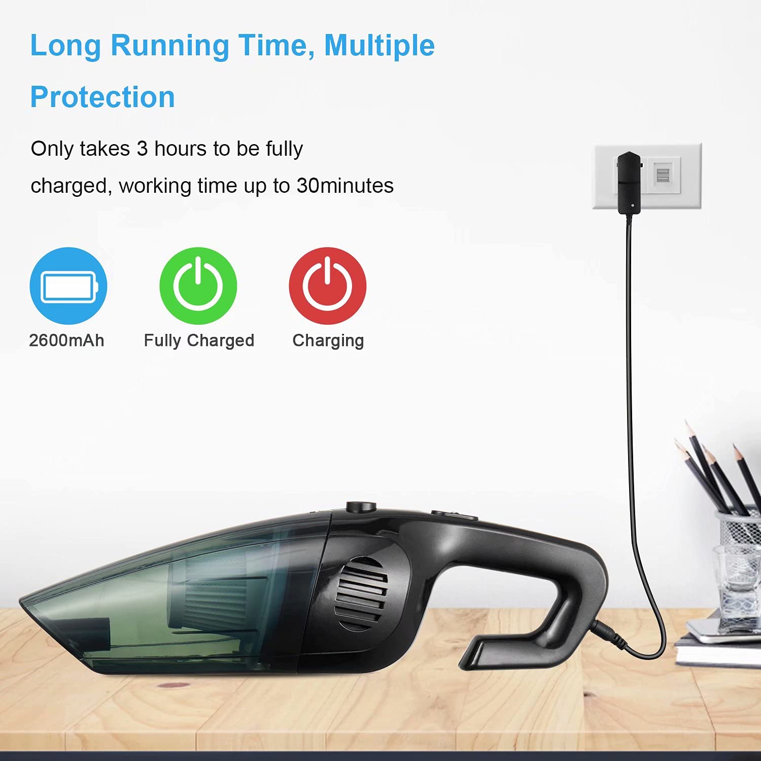 Car Vacuum Cleaner, Cordless Handheld Vacuum Cleaner, Small Portable Cordless Rechargeable Handheld Vacuum Cleaner for Home and Car Cleaning