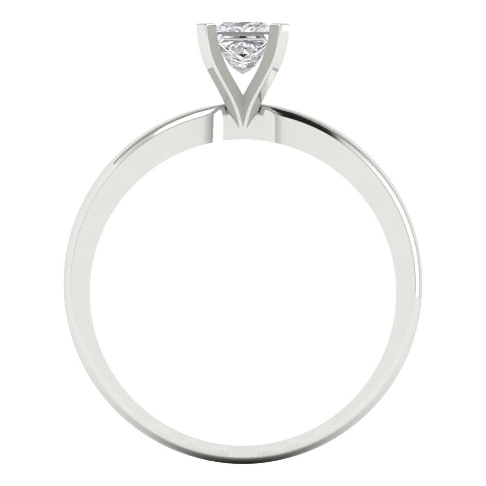 Clara Pucci 0.50 ct Princess Cut Solitaire Lab Created White Sapphire Bridal Designer Anniversary Engagement Ring 14k White Gold 3.5