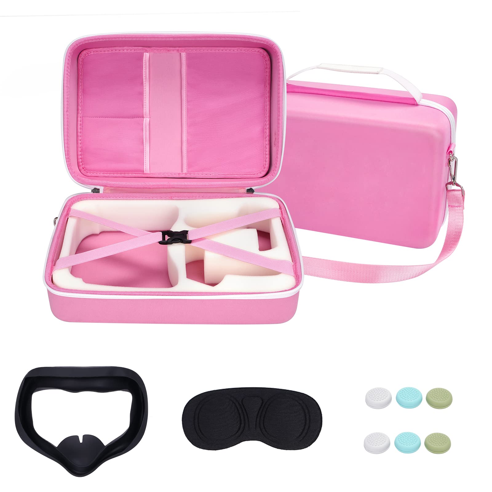 Doohoeek Hard Carrying Case Large for Oculus Quest 2 with All-in-One Accessories, Travel Case Storage Organizer with VR Face Cover&Grip Covers&Lens Pad for VR Gaming (No Devices)