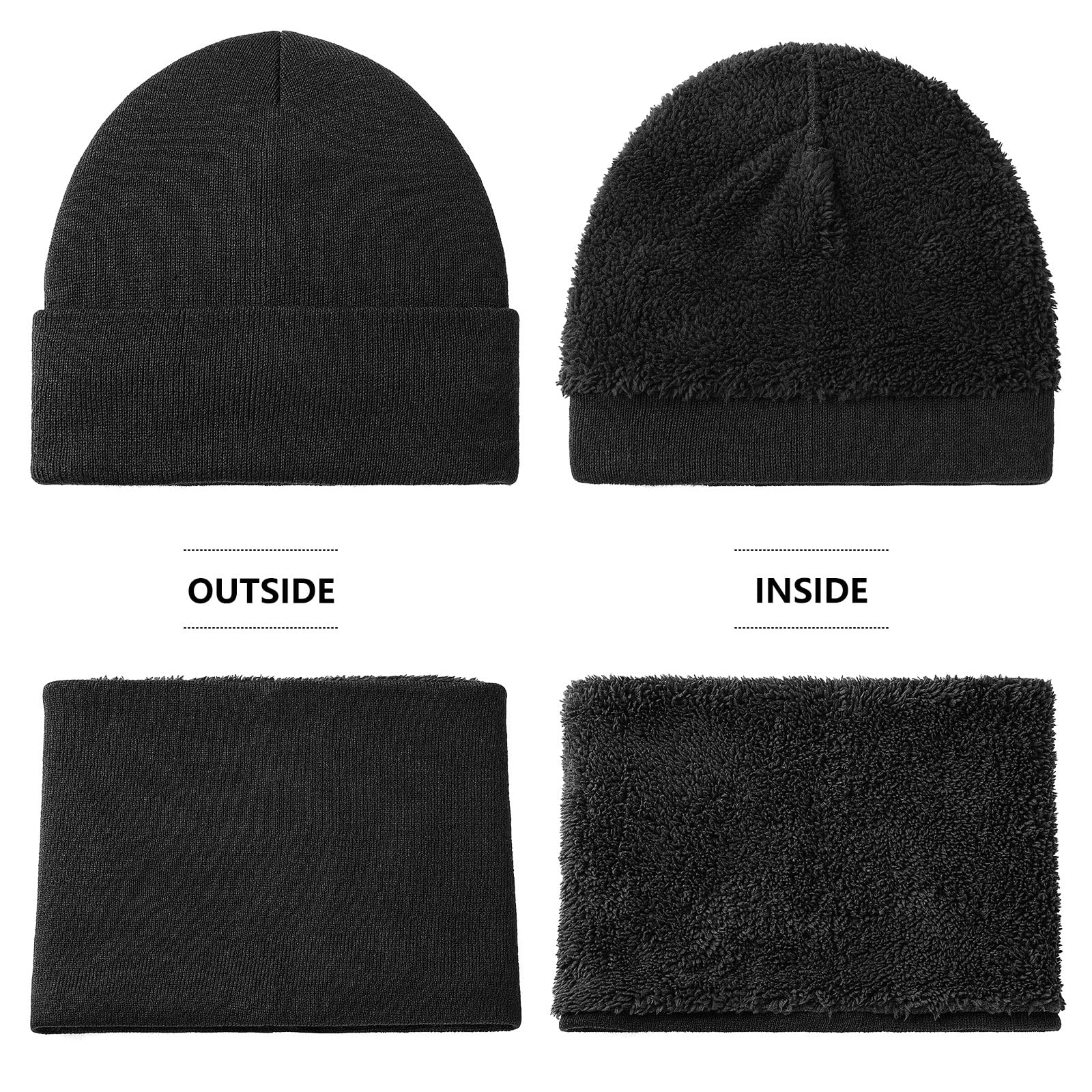 Cierto Winter Beanie for Men & Women | Cold Weather Polar Fleece Lining Knit Hat | Cuffed Stocking Cap Lined with Faux Wool