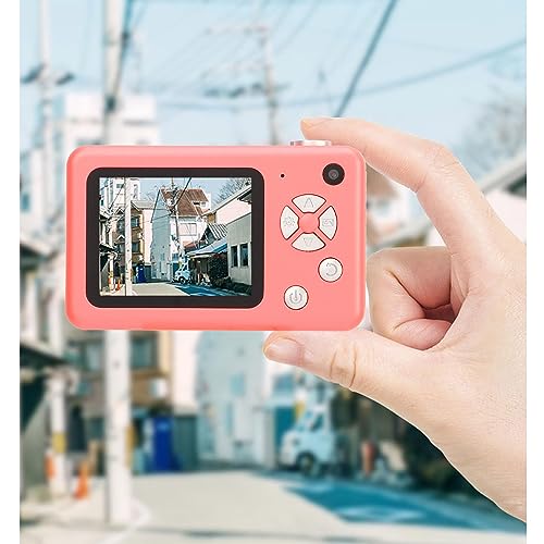 Compact Cute Dual Lens Digital Camera 2.5K HD Selfie Camera with 8 Times Zoom, Automatic Light Sensitivity, Perfect for Students (Pink)