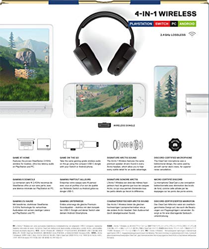 SteelSeries Arctis 1 Wireless Gaming Headset for Playstation – USB-C Wireless – Detachable ClearCast Microphone – for PS5, PS4, PC, Nintendo Switch, Android – Black