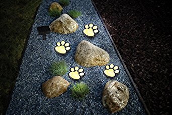 Solar Paw Print Lights (Set of 4), Warm White(3000-4500k) (Warm White)