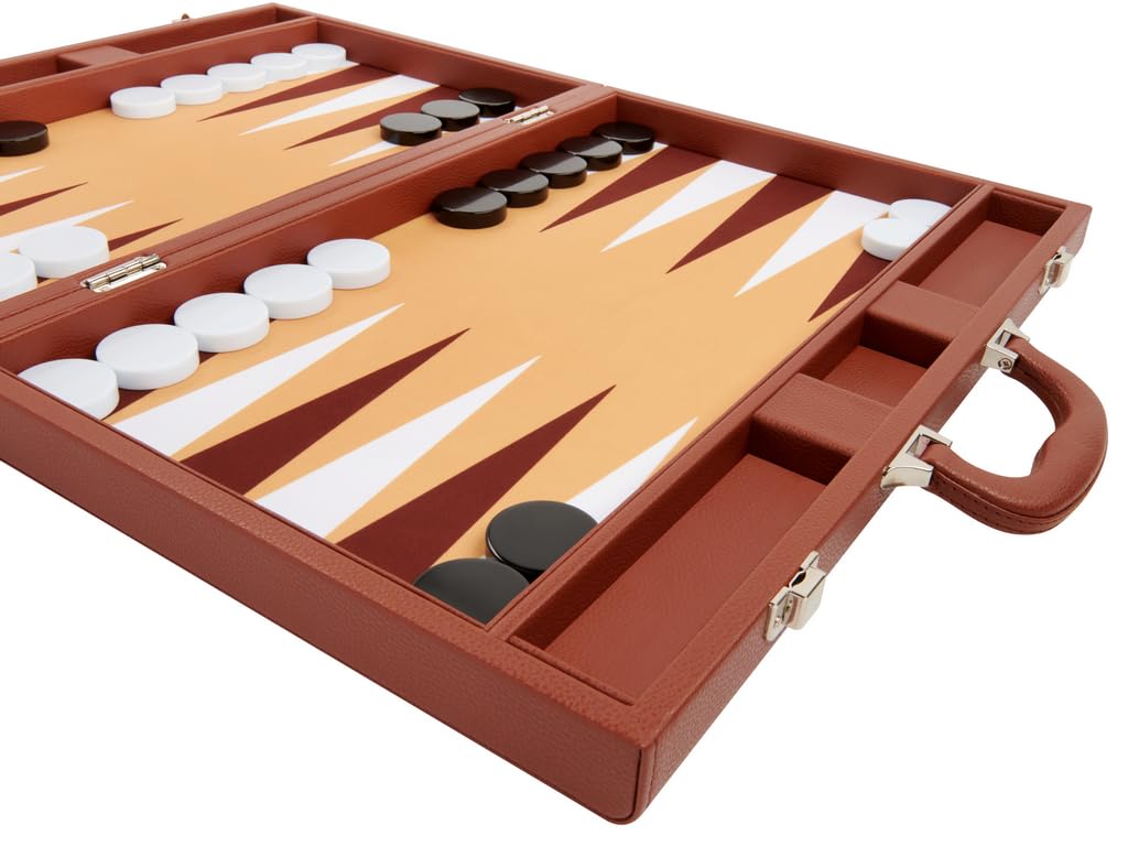 Silverman & Co. 19-inch Premium Backgammon Set - Desert Brown Board