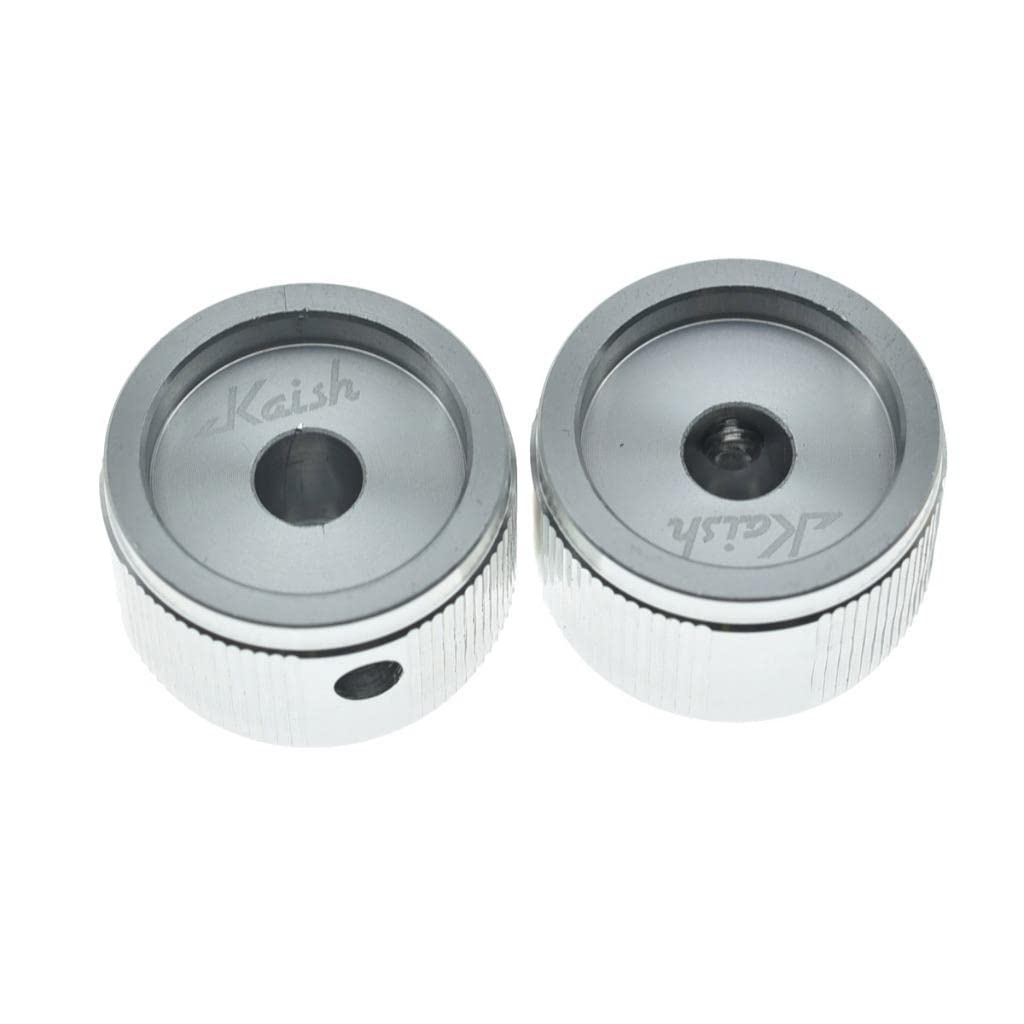 Dopro 4-Pack 25 * 15.5mm Set Screw Style Aluminium Potentiometer Knobs 1/4" Metal Universal Pot Control Knobs with Blue Circle and Indicator for Guitar/Bass/Audio Equipments Silver