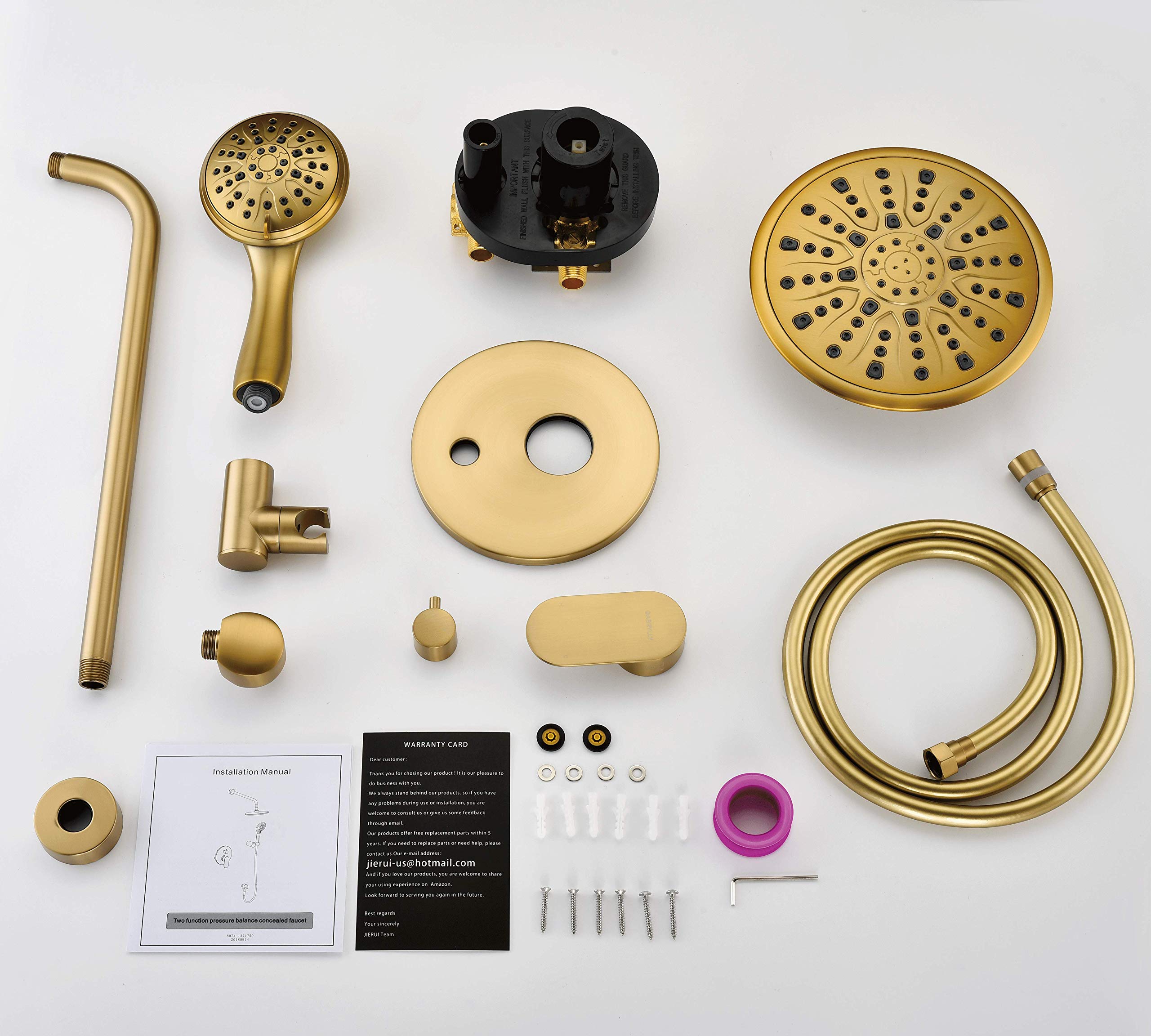 GABRYLLY Shower System, Shower Faucet Set Complete with High Pressure 8" Rain Shower head and Handheld Shower Set, Wall Mounted Rainfall Shower Fixtures with Valve and Diverter, Brushed Nickel