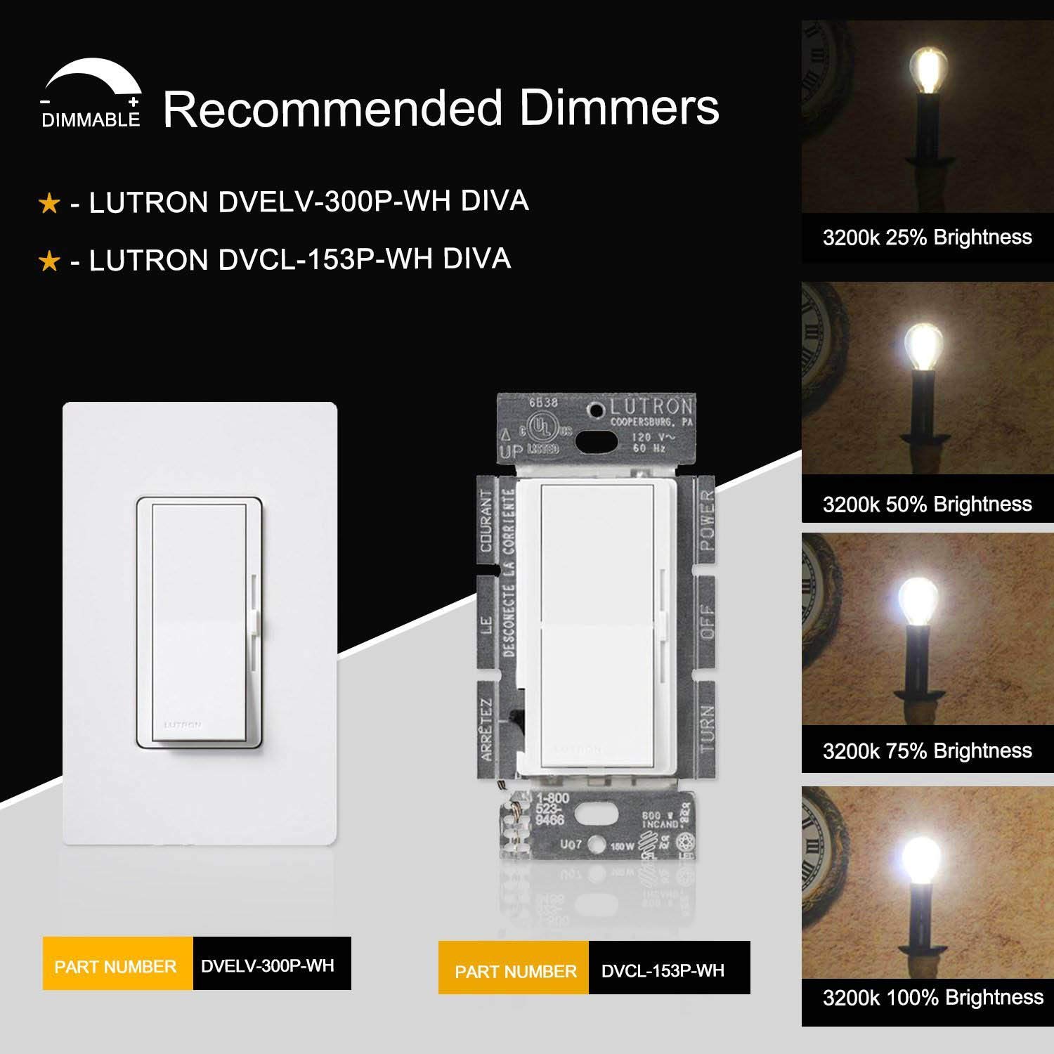 CRLight 6W Edison LED Globe Bulb 3200K Soft White 70W Equivalent 700LM Dimmable, E12 Candelabra Base Vintage Tiny G14(G45) Clear Glass Globe Shape, 360 Degree Beam Angle, 6 Pack