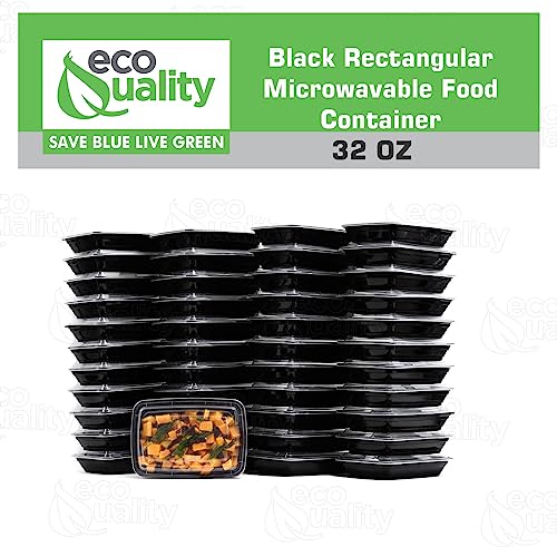 EcoQuality 32 oz Reusable Food Storage 15 Pack Containers with Lids Rectangular BPA Free Freezer, Microwave & Dishwasher Safe β Airtight & Watertight Stackable, Lunch Meal Prep, To-Go, Bento Box