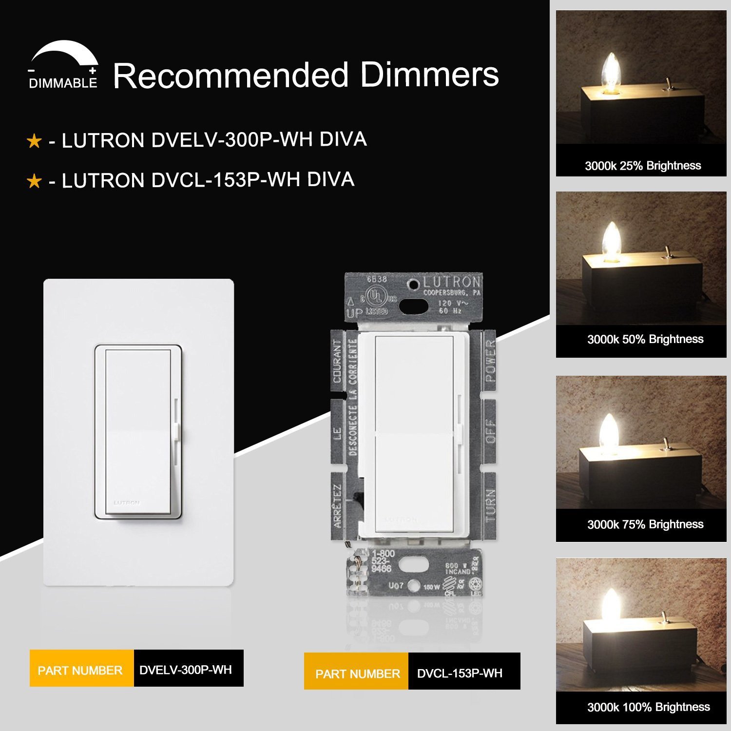 CRLight Dimmable LED Candelabra Bulb 70W Equivalent 700LM, 6 LED Filaments Real 6W LED Chandelier Light Bulbs, 3000K Soft White, E12 Base, B10 Candle Clear Glass Decorative Bulb, Pack of 4