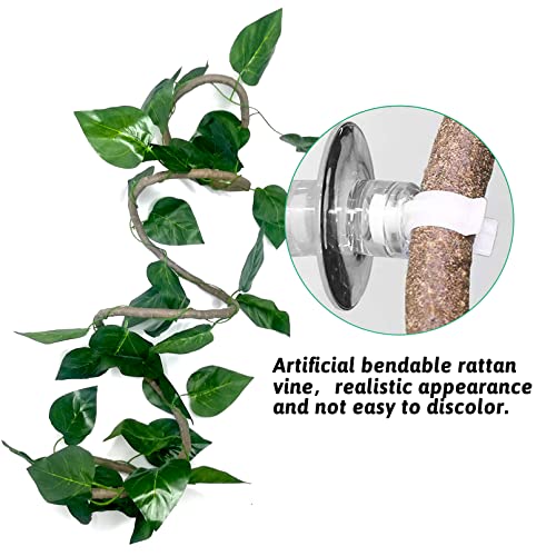 Hamiledyi Bearded Dragon Hammock Lizard Jungle Climber Vines Reptile Corner Branch Coconut Shell with Suction Cups for Gecko,Snakes,Chameleon