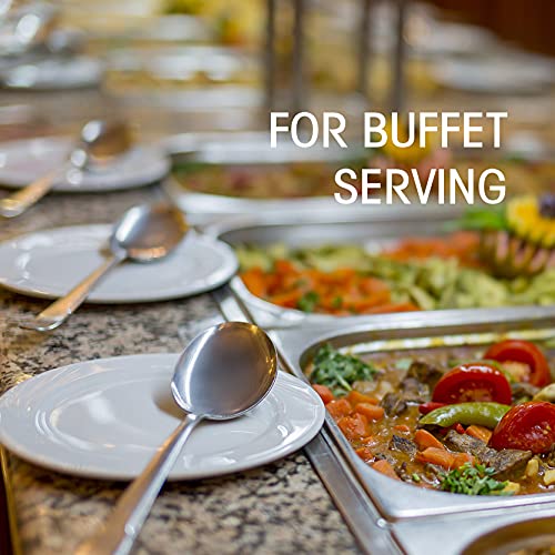 Stainless Steel Metal Serving Utensils - Large Serving sets - 10" Spoons, 10" Slotted Spoons, 10" Forks and 9" Tongs by Teivio (Silver, 12 - Pieces)