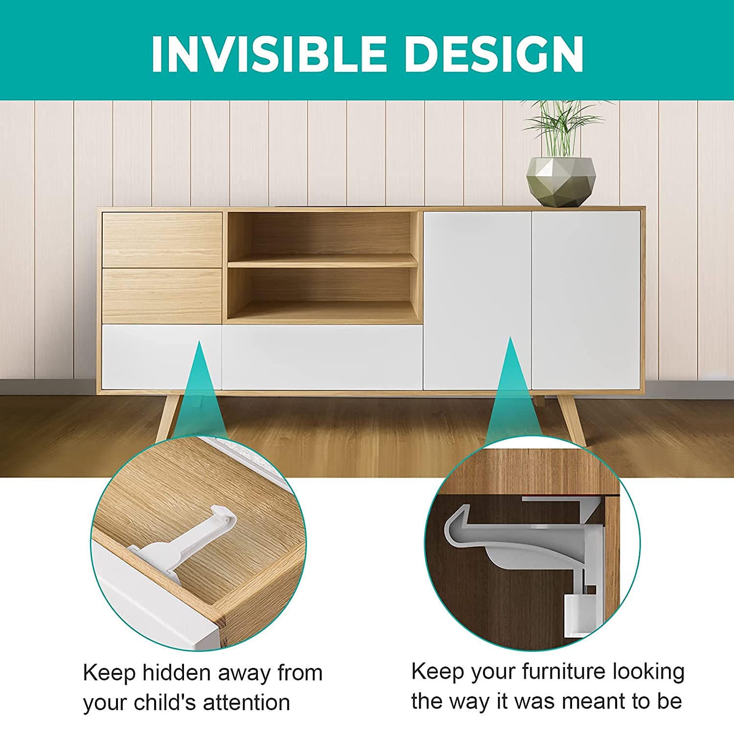 Child Proof Cabinet Locks Safety(10 Pack) - 3rd Generation Baby Proofing Locks Easy Install No Drilling or Keys, Works with Cabinets Cupboards Drawers Kitchen, Child Safety Cabinet Latches for Babies