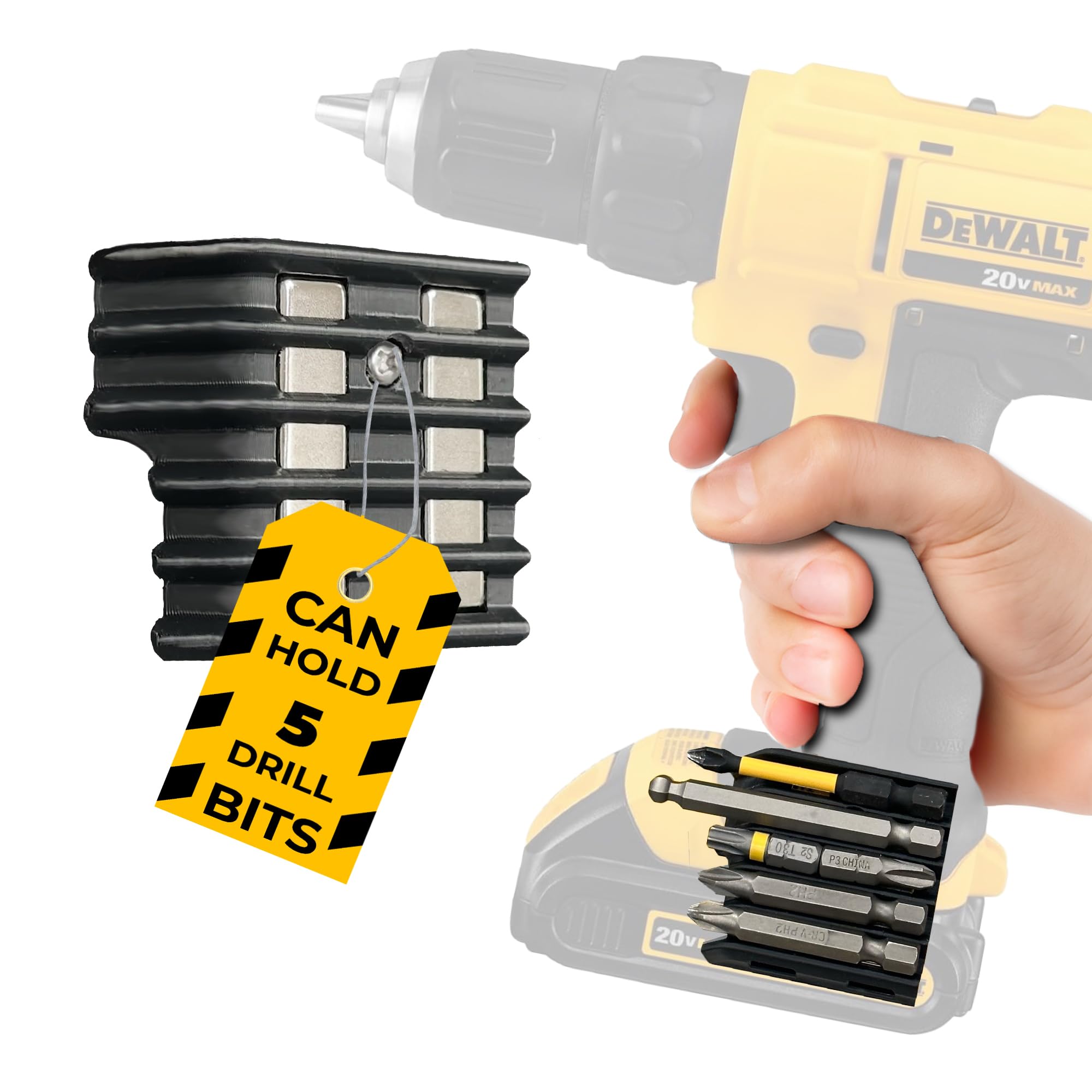 Impact Driver Bit Holder, Magnetic Drill Holder, Bit Holder for Drill, Perfect for Construction, and DIY Projects, Compatible with Most DeWalt 20V Max Drills and Drivers, 1pack