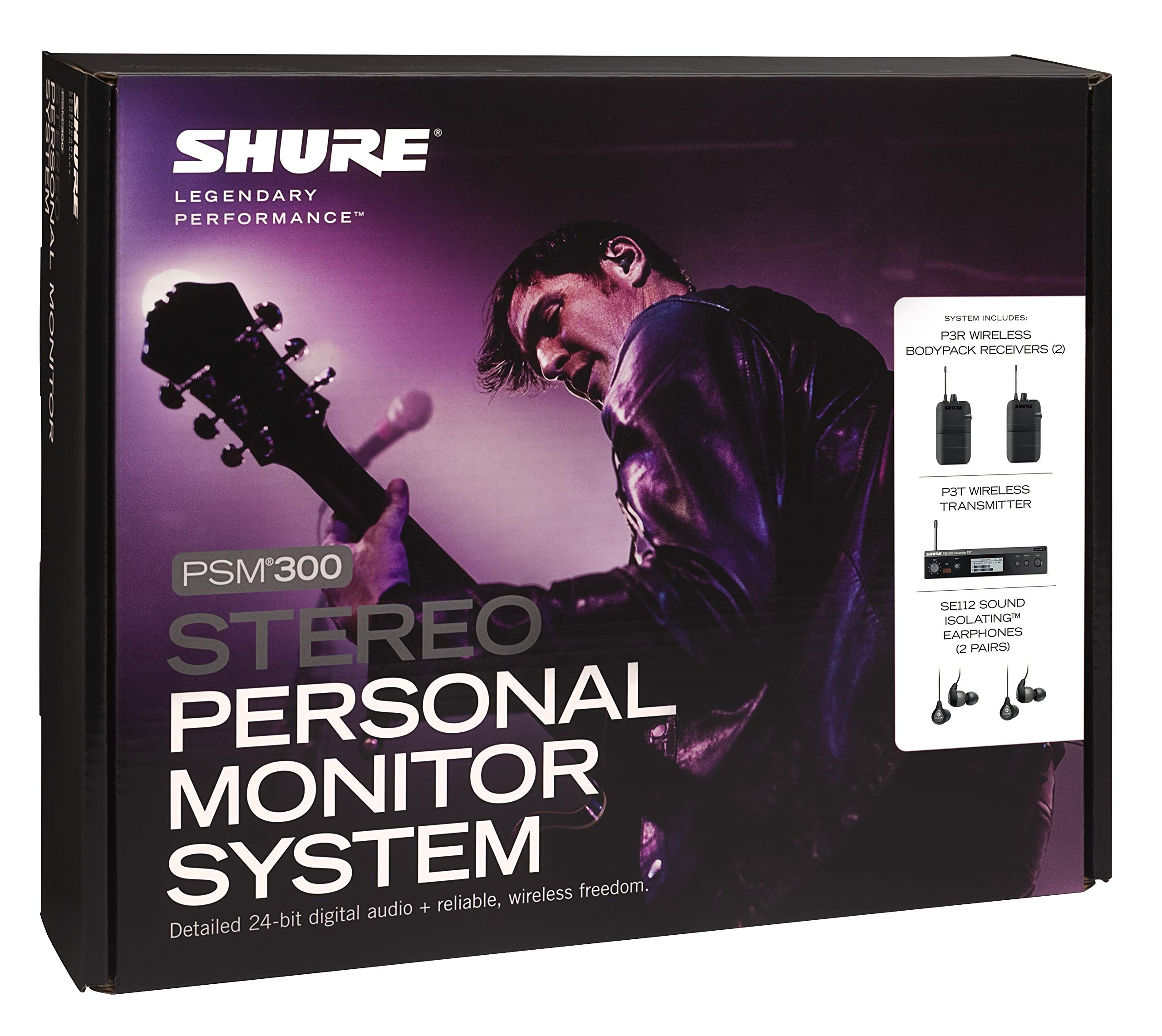 Shure PSM300 P3TR112TW Wireless in-Ear Personal Monitoring System with SE112 Earphones, Twinpack - H20 Band