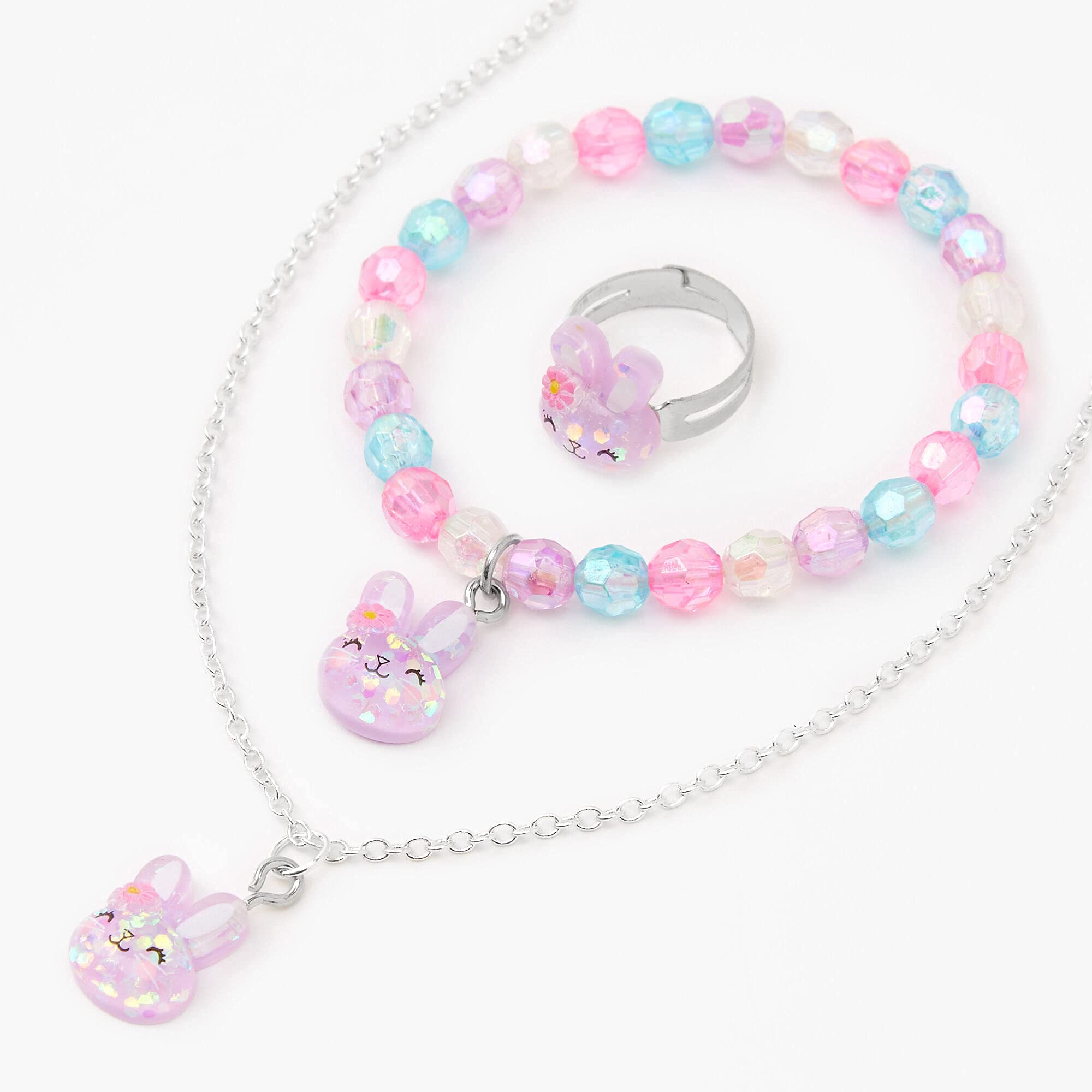Claire's Club Little Girl Easter Bunny Jewelry Set - 3 Pack, Purple