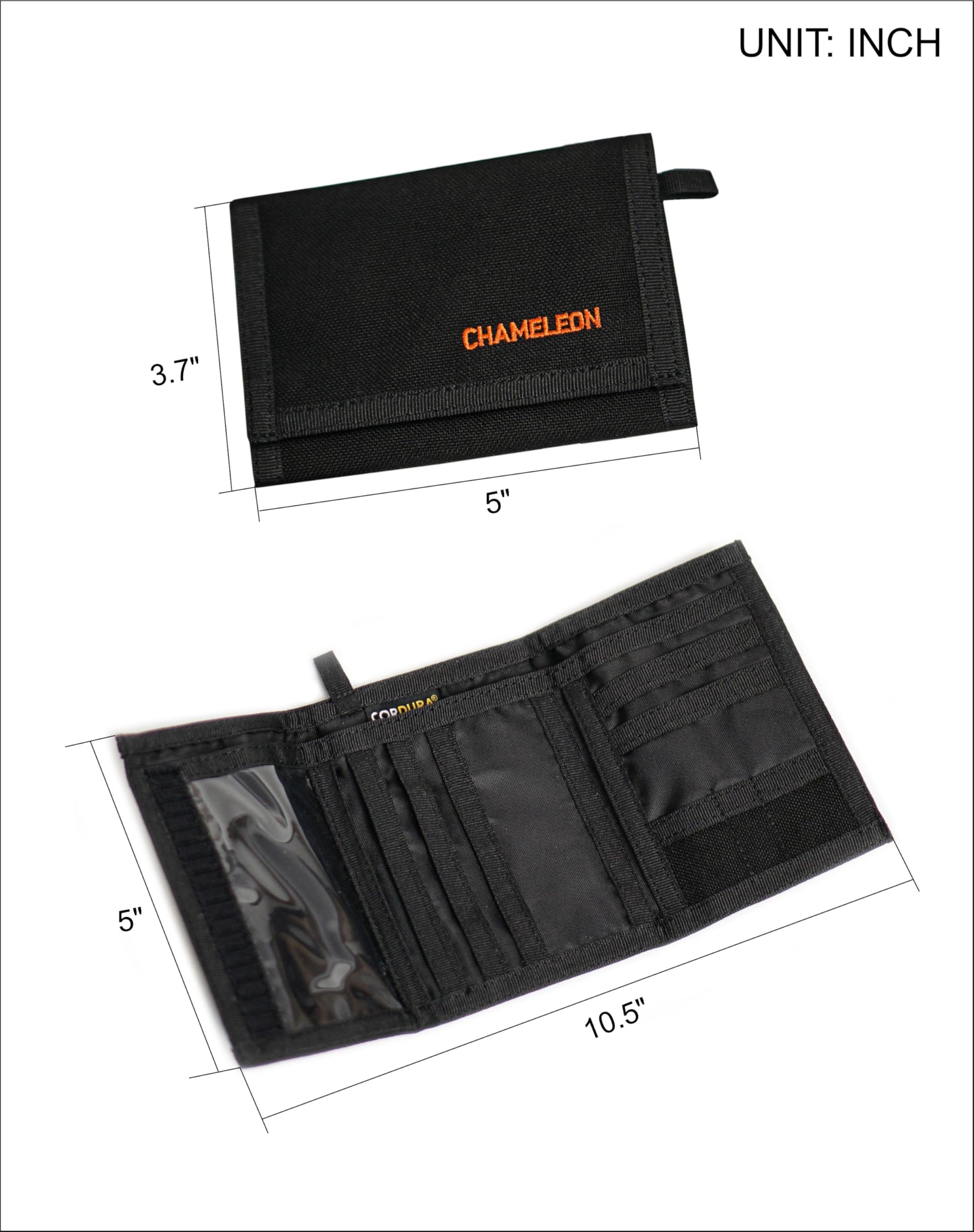 Chameleon Trifold Mens Wallet-Military Tactical Men Wallets- ID Card Holder - Canvas Thin Front Pocket Travel Wallet-Coin Zipper Pocket