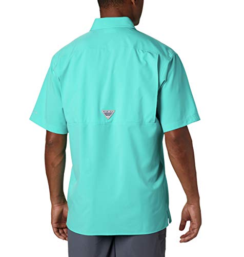 Columbia Men’s PFG Zero Rules Woven Short Sleeve Shirt, Sun Protection Bright Aqua