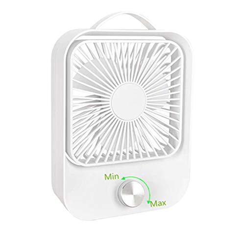 Desk Fan,USB Rechargeable Portable Desk Fan with 2400mAh Battery,Stepless Speed Control Table Fan, USB Mini Fan Cooling for Home Office Travel (White)