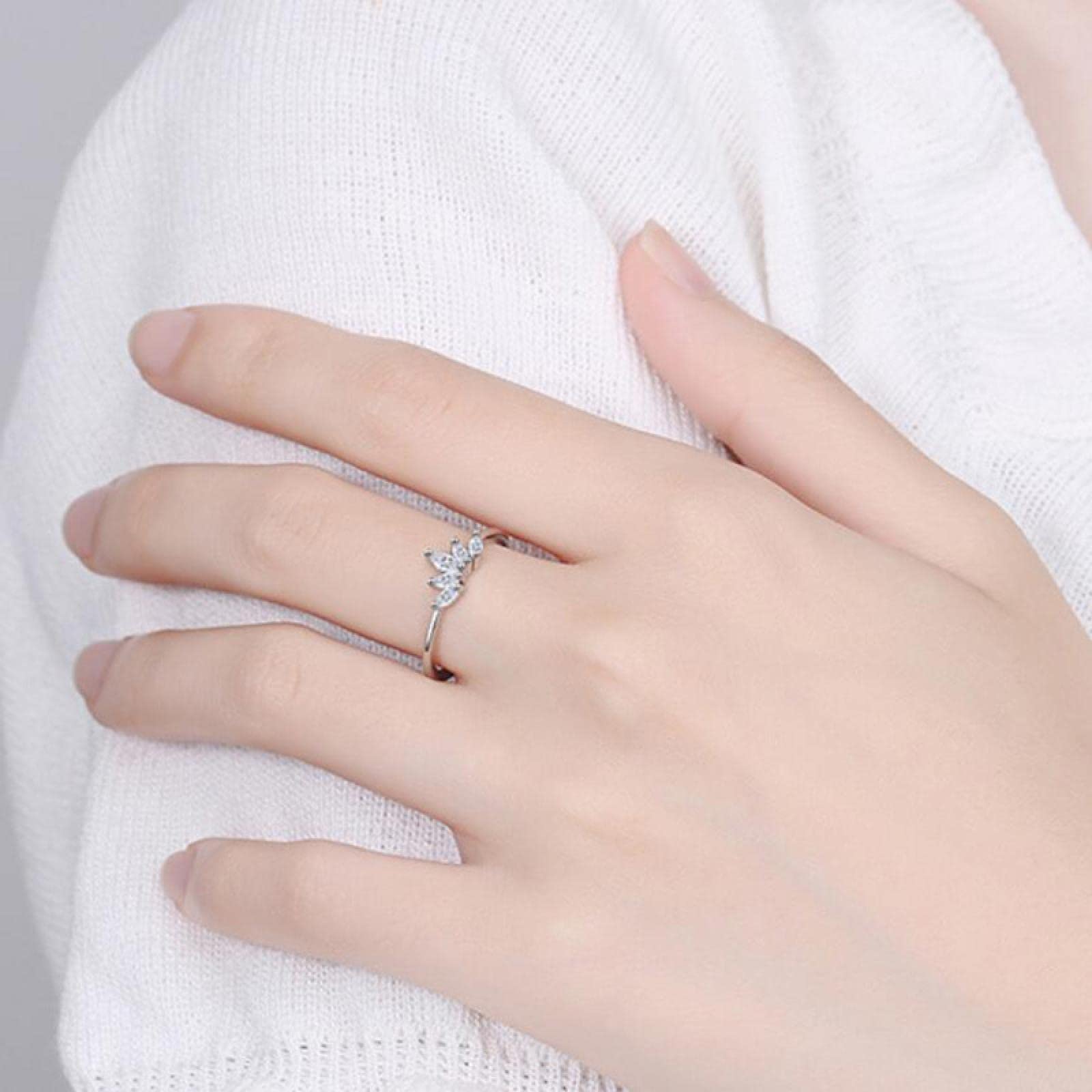 Couples Women'S 925 Sterling Silver Ring, Engagement Ring, Zircon Crown Ring, Adjustable Size Silver
