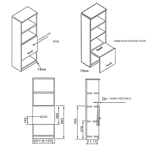 Conceal Folding Seat Stool Bracket Hinge, Shoe Cabinet Wardrobe Closet Stool Furniture Hardware Accessories.