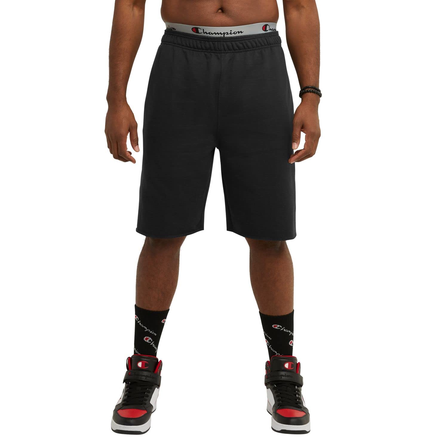 Champion mens 10" Powerblend Fleece Short, Left Sleeve C Shorts, Black-549314, X-Large US