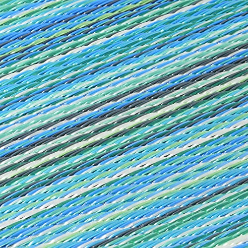Fab Habitat Outdoor Premium Recycled Plastic Pillow - Waterproof, Fade Resistant - Striped - Patio, Porch, Deck, Balcony - Cancun - Turquoise & Moss Green - 20" x 20"