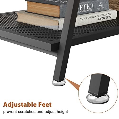IDEALHOUSE Coffee Table Industrial Center Table 2-Tier Living Room with Mesh Shelf Rectangle Wood Cocktail Table Metal Frame, Easy to Assemble, Rustic Brown