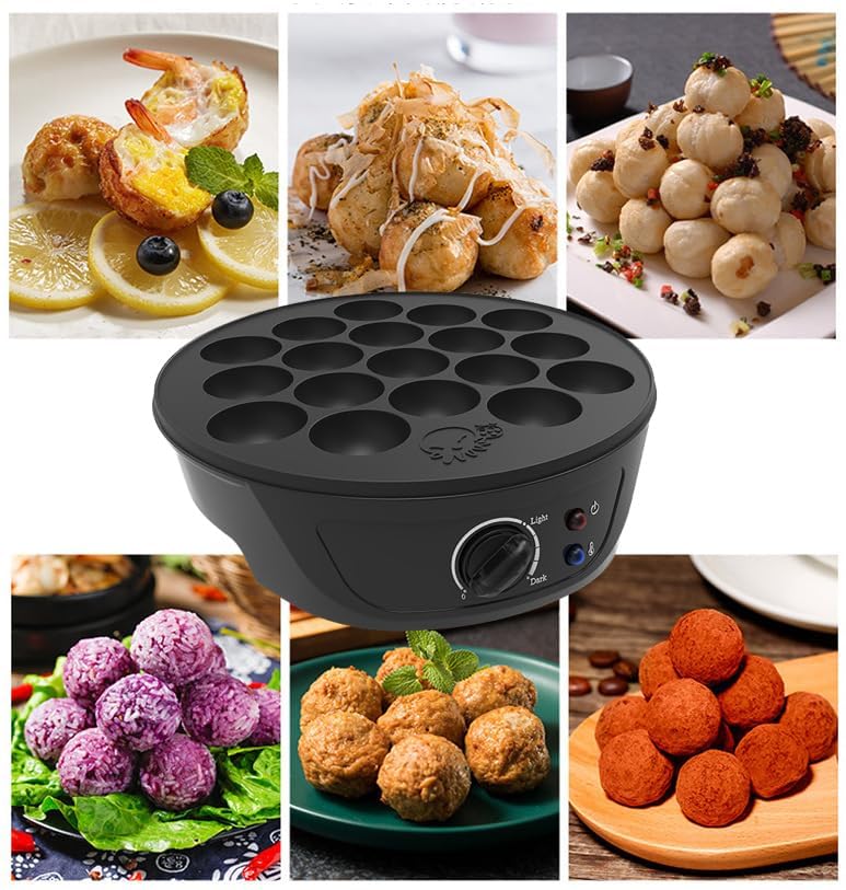 KZU 18-Hole Takoyaki Maker, 700W Electric Octopus Ball Pan with Decent Temperature Control, Non-stick Takoyaki Pan, Non Stick Cake Pop Pan