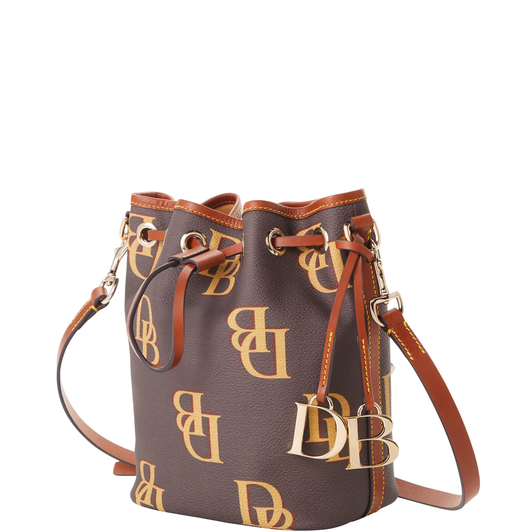 Dooney & Bourke Handbag, Monogram Small Drawstring Crossbody - Brown Tmoro