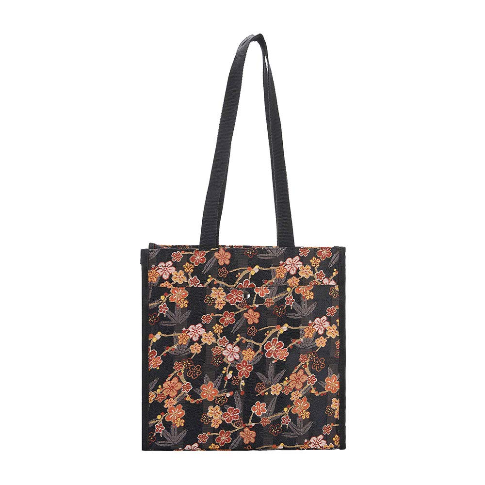 Signare Tapestry Shoulder Bag Shopping Bag for Women with Ume Sakura Design with Japanese Style