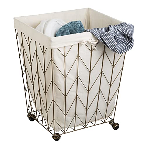 Unknown1 Chevron Wire Hamper Gold Stainless Steel