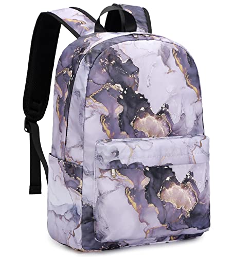 JIANYA Backpack for Teen Girls Boys School Backpack with Lunch Box Marble Kids Book Bag Schoolbag