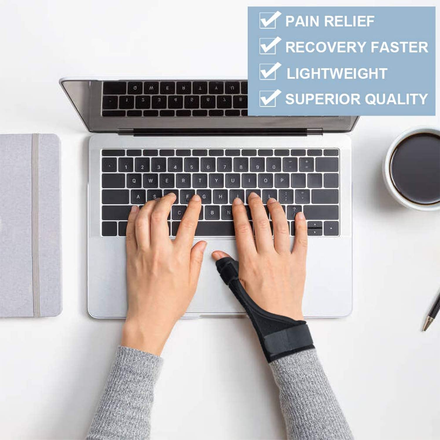 Cinlitek Thumb Splint Spica Brace|Provides Support to Wrist & Thumb|Guards Left or Right Hand|For Fracture Arthritis Tenosynovitis & Carpal Tunnel Syndrome|Adjustable for Left or Right Hand