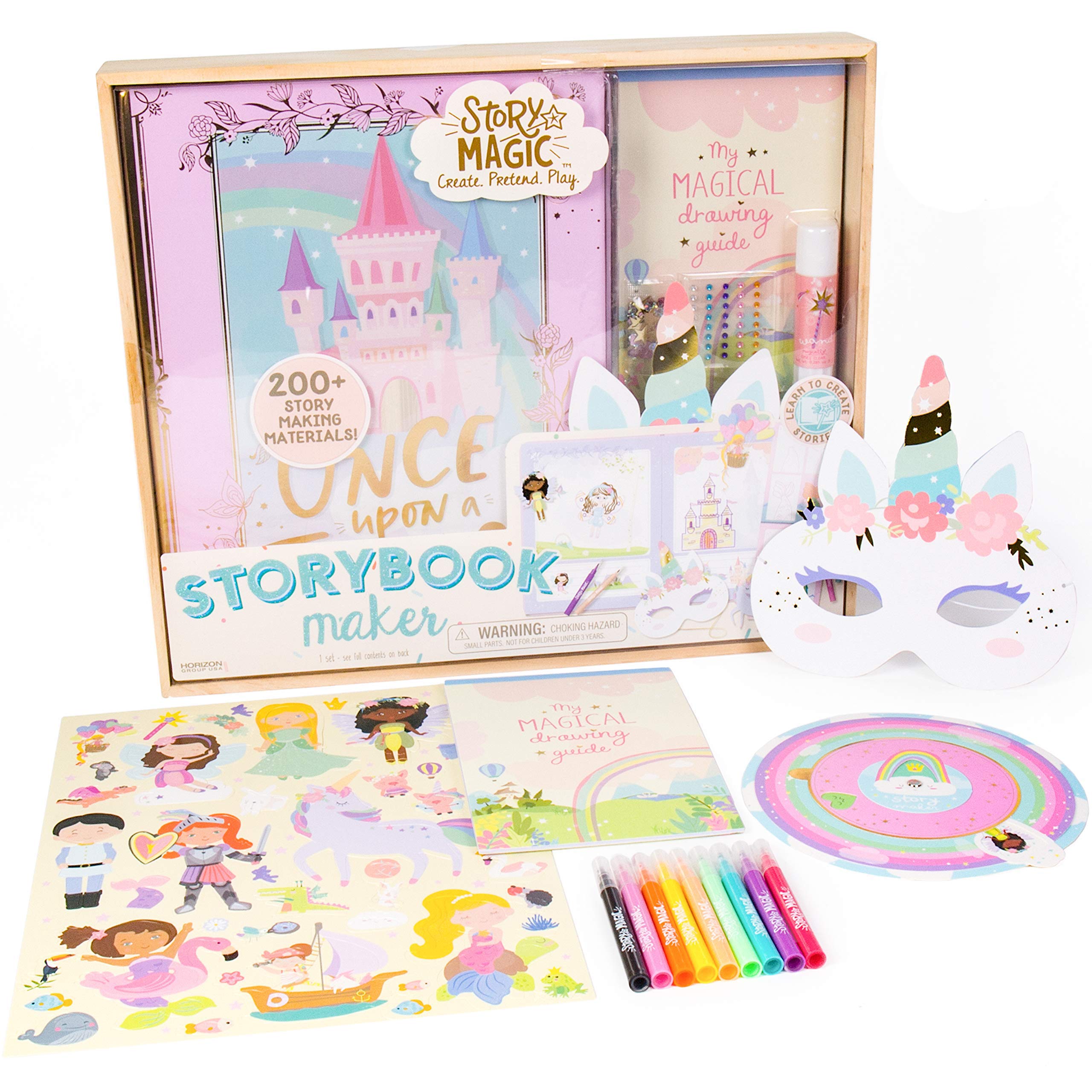 Story Magic Storybook Maker by Horizon Group USA, Create Your Own Stories, Hardcover Storybook, Includes Stickers, Markers, Punch Outs, Unicorn Mask, 200+ Storytelling Materials, Perfect for Ages 4+