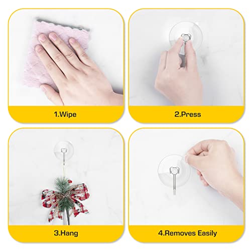 HangerSpace Suction Cup Hooks, Upgrade 1.77 Inches Clear PVC Window Suction Cups with Metal Hooks Removable Small Suction Cups for Glass Kitchen Bathroom Shower Wall Door - 12 Packs