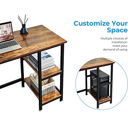GOOD & GRACIOUS L-Shaped Gaming Desk, 54.3x54.3 Inch L Shape Desk, Corner Desk for Home Office, Modern Home Office Study Writing Workstation L Table, Easy Assembly, Rustic Brown