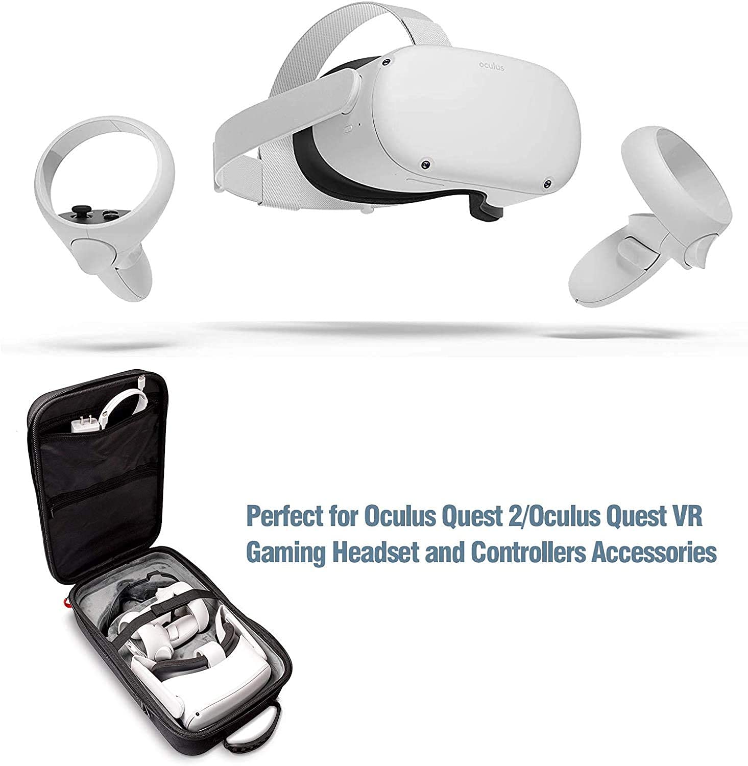 Casek Hard Travel Case for Oculus Quest 2 & Quest VR Gaming Headset and Controllers Accessories Waterproof Shockproof Carrying case