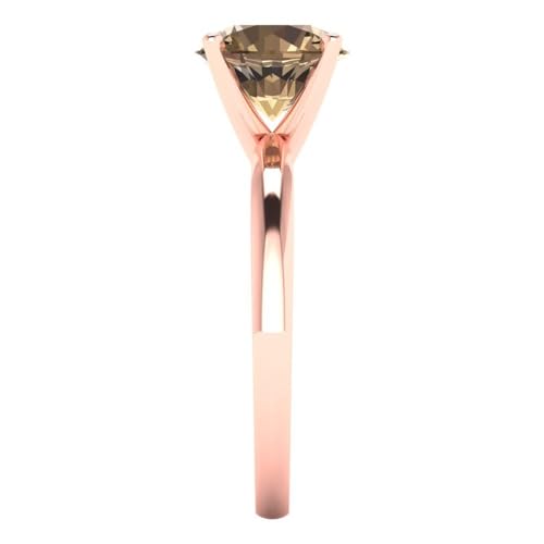 Clara Pucci 1.9ct Round Cut Solitaire Brown Champagne Diamond Bridal Designer Wedding art deco Anniversary Ring in 14k Rose Gold