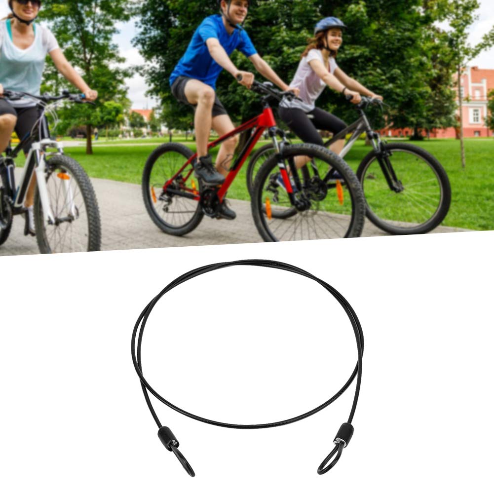 Double Loop Steel Cable Flexible Lock,U Lock Cycling Sports Internal Steel Wire and External Plastic Security Loop Cable Scooter Lock(Black)