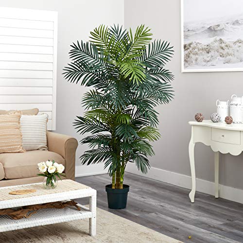 Nearly Natural 5289 6.5ft. Golden Cane Palm Silk Tree,Green