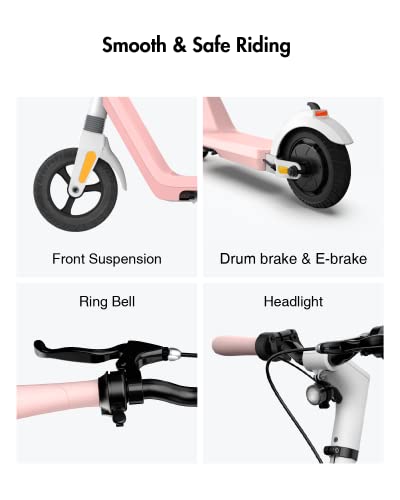 OKAI ES50B Electric Scooter - 12.4 Miles Range & 15.5 MPH - Lightweight and Foldable E Kick Scooter for Kids, Teens & Adults(Pink)