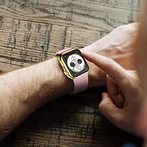 HANKN 40mm Case Compatible with Apple Watch Series 4 5 6 Se 40mm Tempered Glass Screen Protector Case, Full Coverage Shockproof Iwatch Bumper Cover (40mm, Gold)