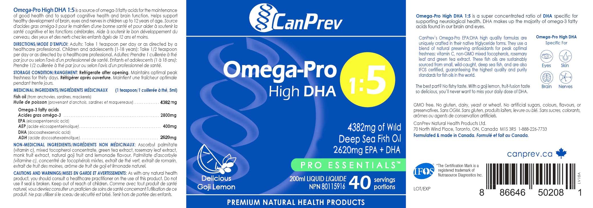 CANPREV High DHA 1:5 Omega Pro, 200 ML