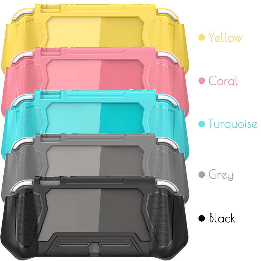 Case for Nintendo Switch Lite Protective Case Cover Skin Accessories - Grip Cover with Built-in PC Screen Protector - Split Cover TPU+PC Case with Anti-Scratch and Shock-Absorption - Coral