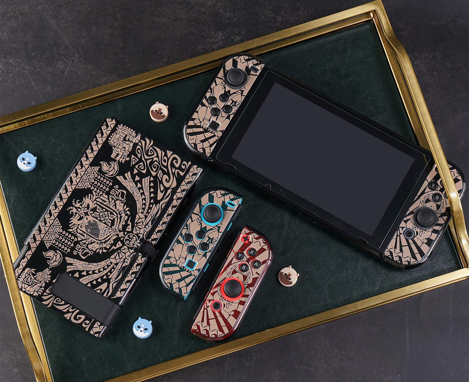 Case for Nintendo Switch - for Monster Hunter Rise Theme, FANPL Hard Shell Protective Case Cover for Nintendo Switch and Joy Con Controller (Black Gold)