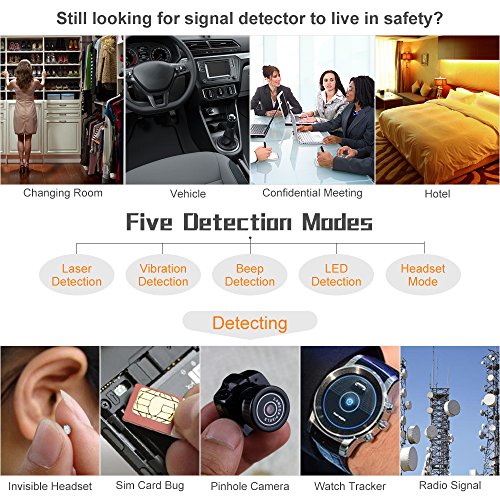 dooreemee Anti-spy Camera Bug RF Signal Detector [Enhanced Version], Wireless Hidden Camera GPS Tracker Higher Sensitivity Multi-Functional GSM Device Finder(2” X 0.6” X 2.9”, 1.6oz, Handheld)