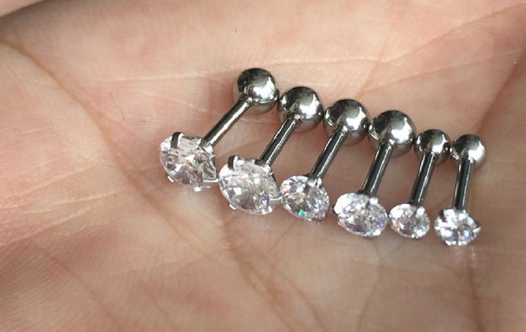 Changgaijewelry 6-12Pcs 16g Studs Cartilage Earring Set Backs Stainless Steel Ear Helix Piercing Barbell Jewelry 3-8mm (3-5mm)
